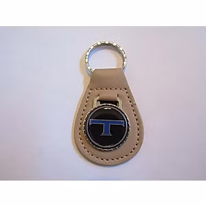 1969 TORINO TALLADEGA VINTAGE T LOGO LEATHER KEYCHAIN - BEIGE