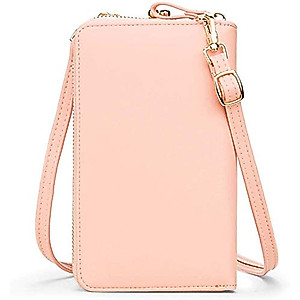 Womens Crossbody Bag Cellphone Shoulder Purse Wallet Clutch Handbag Travel Leather Phone Case Pocket Holster Messenger Pouch for iPhone 11 pro 8 Plus Xs Max X Xr 7/6 Plus Samsung S10+ (Hot Pink)