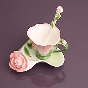 Beddinginn Pink Tea Cups and Saucers (Pink)
