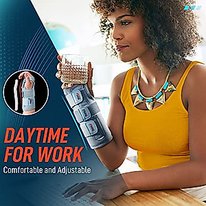 FEATOL Wrist Brace Carpal Tunnel for Women Men, Adjustable Night Sleep Support Brace with Splints Left Hand, Medium/Large