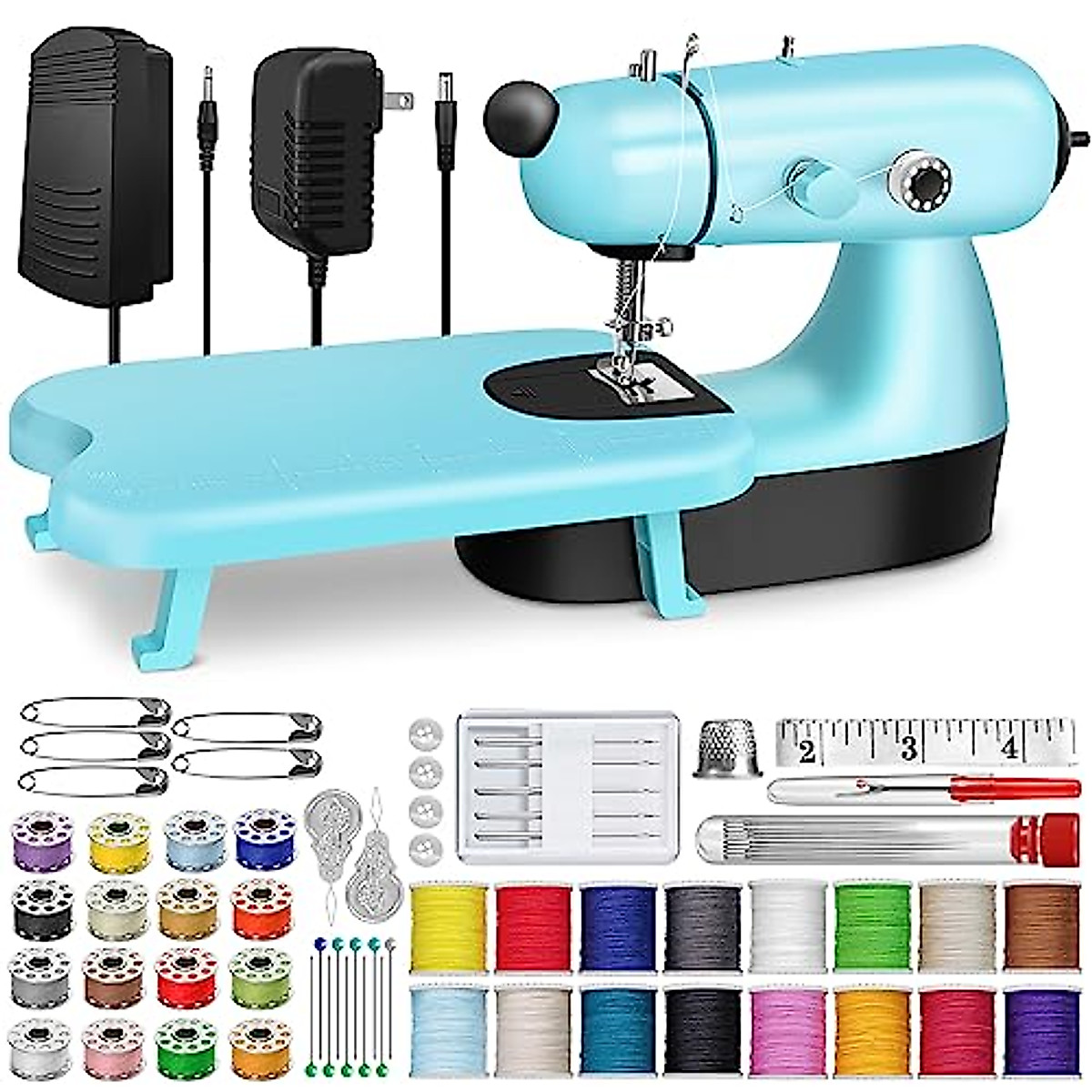 Mini Sewing Machine, Upgraded Electric Sewing Machine with Sewing Bag, Expansion Board, LED Light, Fast Stitch Suitable for Clothes,Jeans,Cutains,DIY Home Travel