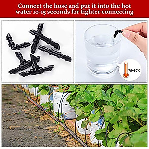 Zonon 240 Pieces Drip Irrigation Fittings Kit for 1/4 Inch Tubing, 80 Barbed Couplings, 80 Tee Fittings, 80 Elbows, Barbed Connectors with Plastic Box for Garden Lawn Drip or Sprinkler Systems, Black