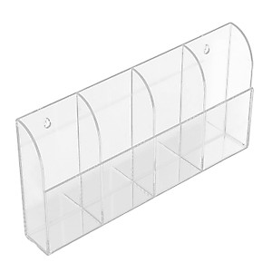 TV Remote Control Holder Wall Mount Acrylic Clear Media Organizer Storage Box Case Convenient Caddy Organizer with 4 Grids for Table Desk Bedside