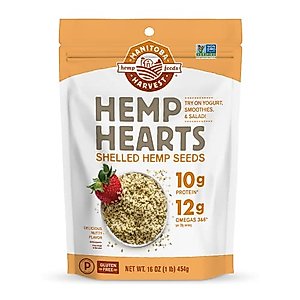 Hemp Seeds, 16oz; 10g Plant Based Protein and 12g Omega 3 & 6 per Serving | Perfect for smoothies, yogurt & salad | Non-GMO, Vegan, Keto, Paleo, Gluten Free | Manitoba Harvest