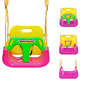 IFOYO Kids Swing Seat, 3 in 1 Toddler Swing Chair Secure Swing Seat Detachable Swing Seat High Back Swing Set for Playground Indoor Outdoor (Pink)