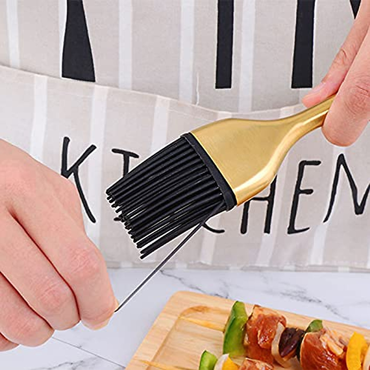 LARATH Silicone Basting Brush with Stainless Steel Handle Spread Oil Butter Sauces Brush Pastry Cakes Meat Sausages Desserts Brushes for Cooking Grilling Baking Kitchen Utensils, Rose Gold