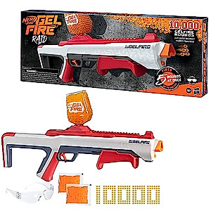 NERF Pro Gelfire Raid Blaster, Fire 5 Rounds at Once, 10,000 Gel Rounds, 800 Round Hopper, Eyewear, Toys for Teens Ages 14 & Up