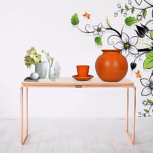 Village Decor Handmade Earthen Clay Water Pot with Lid and Glass (Capacity 6000 ml / 202 oz)