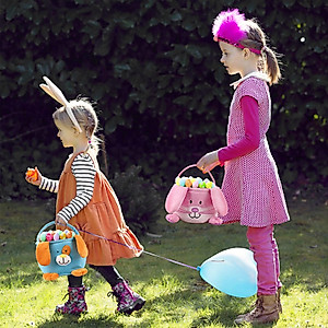 Wepop Bunny Baskets, Cute Eggs Hunting Bags Buckets Gifts for Kids Girls Boys