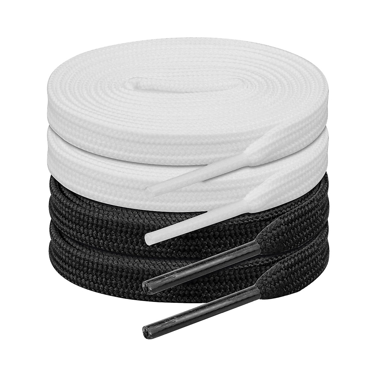 Endoto 2 Pairs Shoelaces Replacement Flat Laces for Adidas Ultraboost 19/20/21/22/23 1.0/2.0/3.0/4.0/5.0 Sneaker Shoes(Color:Black+White,Size:41Inch)