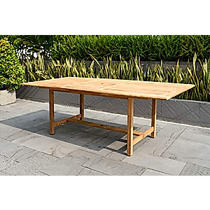 Amazonia Newcastle 9-Piece Outdoor Rectangular Dining Table Set | Certified Teak | Ideal for Patio and Indoors, Light Brown