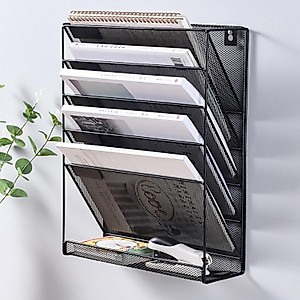 NOLITOY File Rack Manilla Folders 8.5 x 11 Multi- Layer File Container Wall Mounted Paper Organizer Metal Bookshelf Office Tray Office Folders Hanging File Holder File Organizer for Wall