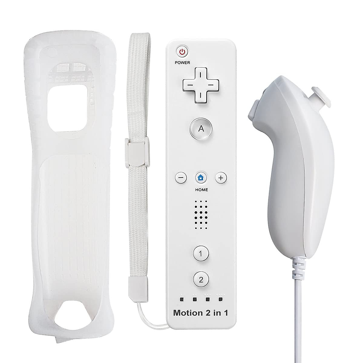 MOLICUI Wii Controller Motion Plus with Nunchuck，Wii Remote Controller Compatible with Nintendo Wii/Wii U with Wrist Strap and Case,White