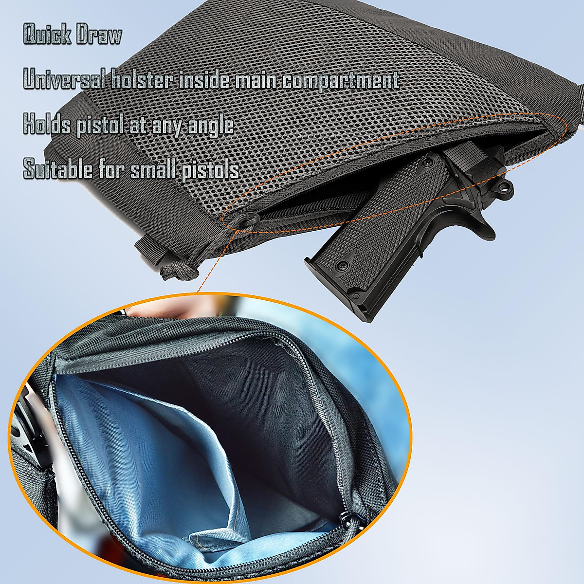 WCALULEG Tactical Crossbody Sling Bag for Men Women Anti-Theft CCW Sling Bag EDC Carry (Black Camo)