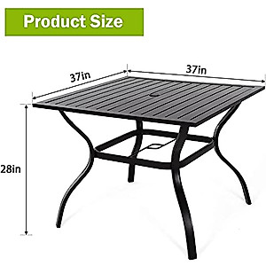 MEOOEM Patio Dining Set 5 Pieces Outdoor Metal Furniture Set, 4 x Textilene Chairs with 37 INCH Rectangular Umbrella Table for Outdoor Garden Backyard