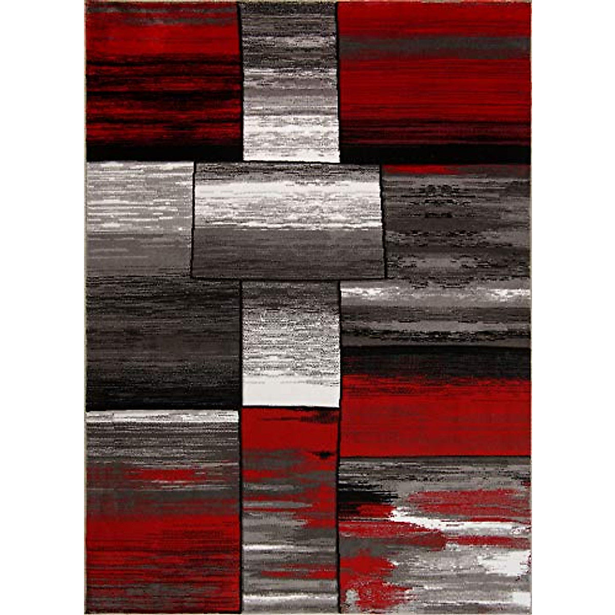 Ladole Rugs Geometric Design Contemporary Modern Copper Currant Area Rug - Amazing Carpet for Living Room, Bedroom, Kitchen, and Office - Red and Grey, 5x8(5'2" x 7'5", 160cm x 230cm)