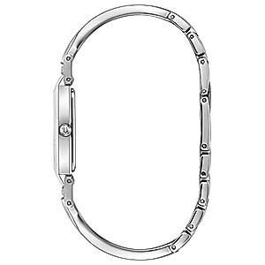 Bulova Ladies' Classic Diamond Dial Quartz Stainless Steel Watch, Rectangle, Mother-of-Pearl, Silver/Black Dial