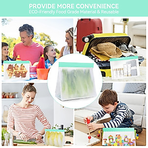 Reusable Food Storage Bags, 16 Pack BPA Free Food Grade Reusable Freezer Bags, Reusable Gallon Bags, Reusable Sandwich Bags, Silicone Food Bags Leakproof Resealable for Meat Fruit Veggies Snacks