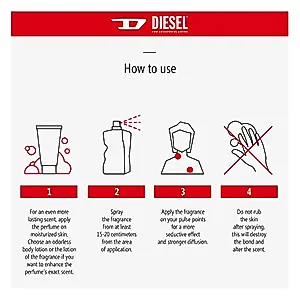 Diesel D Refillable Eau de Toilette Spray for Everyone – Men and Women – Ginger Extract, Denim Cotton Accord, Vanilla Bourbon Extract, Lavender Heart, 1.0 Fl. Oz.