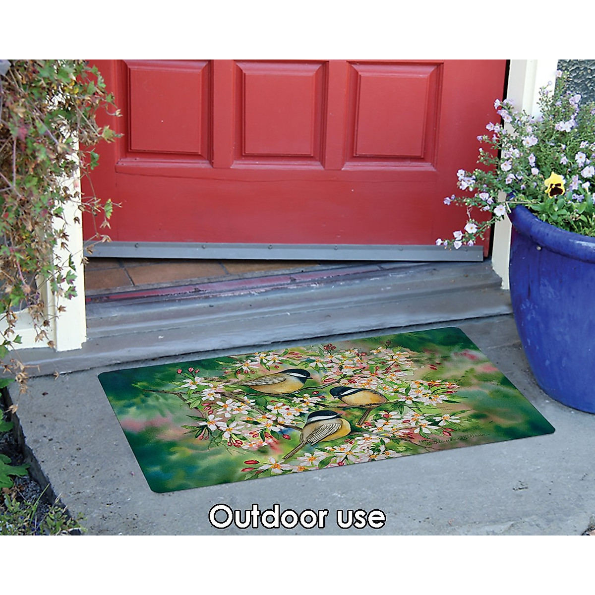 Toland Home Garden 800035 Sweet Chickadees Spring Door Mat 18x30 Inch Summer Outdoor Doormat for Entryway Indoor Entrance