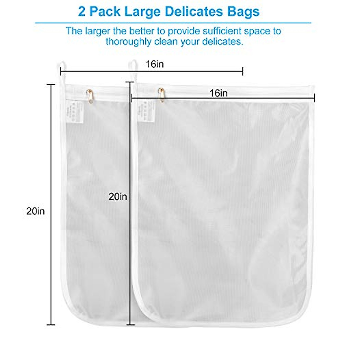 GOGOODA Delicates Laundry Bags, Fine Mesh Wash Bag for Lingerie, Underwear, Bra, Silk, Socks with Hanging Loop
