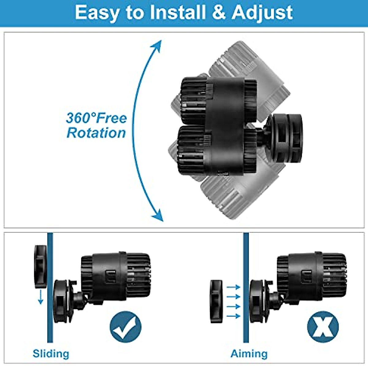 KEDSUM Double-head Aquarium Submersible Wavemaker Pump, Circulation Powerhead Pump with Magnetic Base for 80-120 Gallon Fish Tank