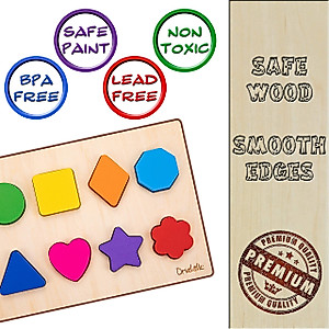Magnetic Wooden Educational Shape Puzzle - Learn Colors & Shape Recognition Toy – Toddler Preschool Game – Kids Montessori Education