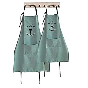 YOLOPARK Lovely Parent and Child Apron, Comfortable Simple Apron with Pocket for Painting Cooking Artist Chef, Pack of 2