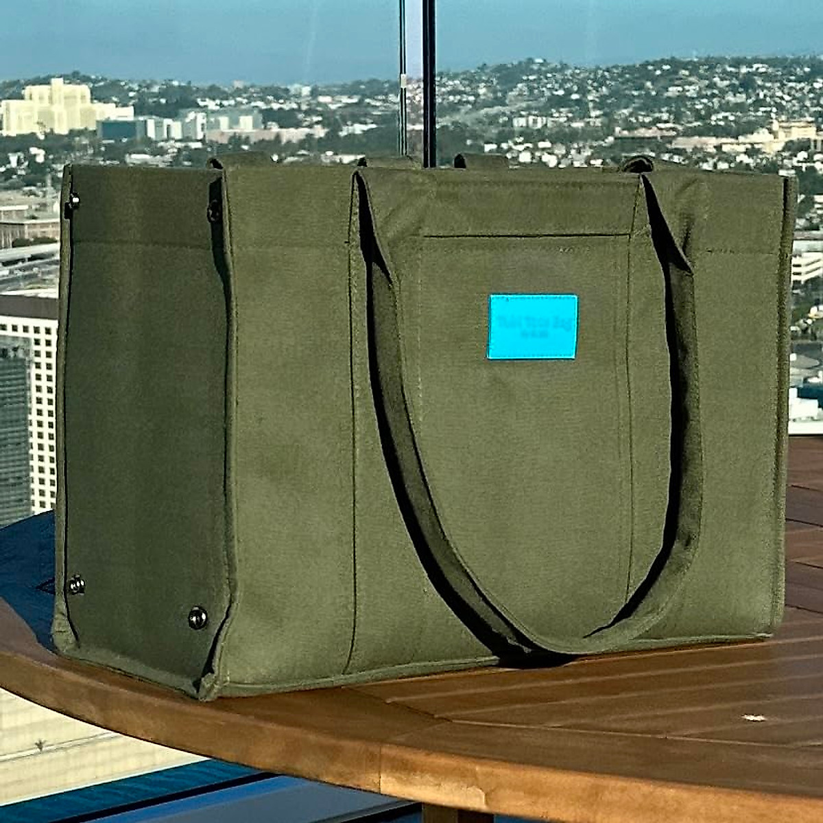 New 2024 Canvas Tote Bag, available in XL or Medium Size, Folds Flat, Slip-in Pockets, Removable Base, Anti-Theft Pocket