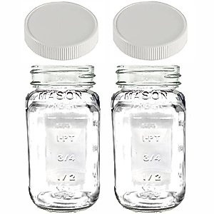 Jarming Collections Glass Regular Mouth 24 oz Mason Jars with Lids & Bands - BPA Free Plastic Storage Lids - Made in USA - 24oz Mason Jars Regular Mouth 24 oz with Lids - Set of 2