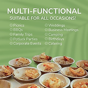 THE CLEAR CONSCIENCE TCC - Palm Leaf Appetizer Plates, 4" round, 50 pcs, Bamboo & Wood Style, Biodegradable, Single Use, Disposable, Usable for Hot Dishes