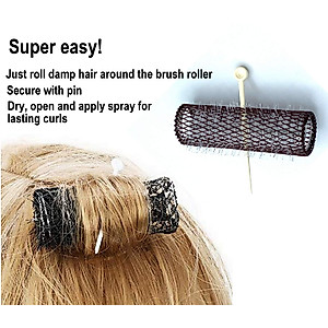 ALAZCO 14 pc Vintage Style Hair Roller Medium BRUSH ROLLERS & PINS Mesh Hair Curlers With Bristles 2.5"x 3/4", with Flexible Locking Pins
