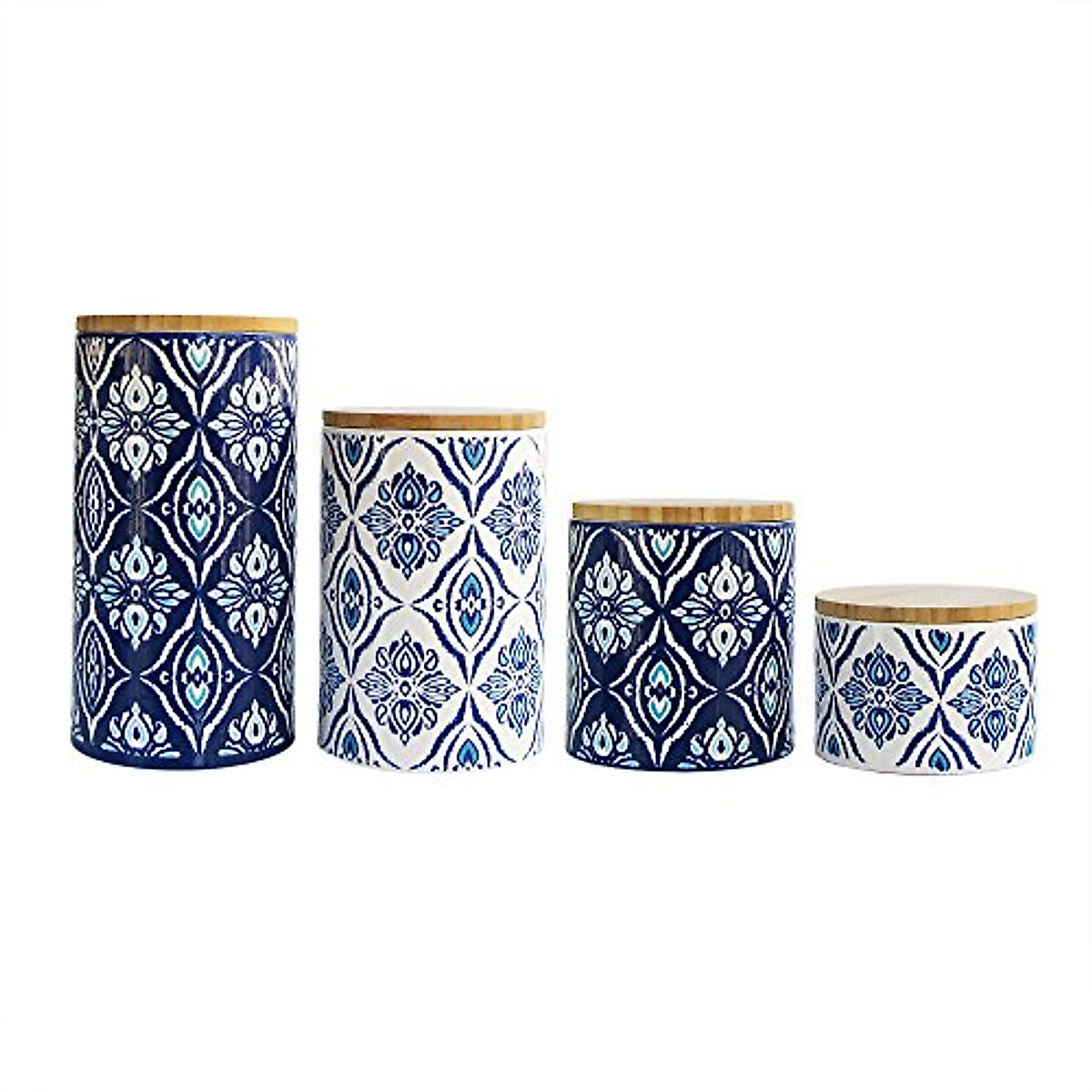 American Atelier Pirouette 4 Piece Canister Set,17 x 4.25 x 8 inches, Blue/White