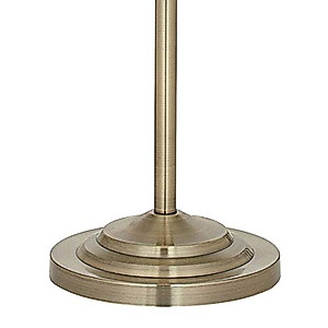 Regency Hill Montebello Traditional Adjustable Swing Arm Floor Lamp Standing 60" Tall Antique Brass Metal Column Golden Tan Bell Shade for Living Room Reading House Family Bedroom Home