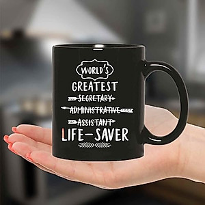 Inspirational Gift World's Greatest Secretary Appreciation Gift - Unique Idea For Spouse Or Partner - 11oz 15oz Black Coffee Mug