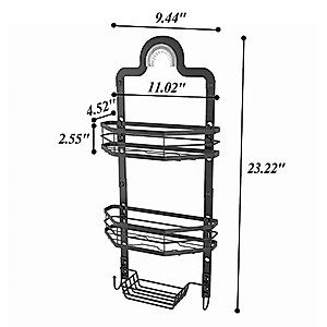 GILLAS Hanging Shower Caddy,Over Head Shower Caddy Rustproof, No Drilling Shower Storage Rack Organizer for Towels, Sponge, Shampoo, Black