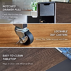 VONLUCE Drop Leaf Dining Table, Modern Folding Dining Table & Expandable Kitchen Table with Storage Shelves & Drawer, Rolling Space Saving Dining Table on 6 Wheels, Gray & Wood Grain Transformer Table