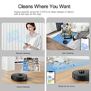 Dreametech L10 pro Robot Vacuum Cleaner,Lidar Navigation,4000Pa Suction Robotic Vacuum Cleaner with Mapping,Ideal for Pet Hair,Carpets (Black)