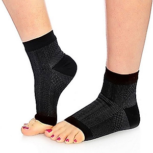 BcurbSox Ankle Sleeve Plantar Fasciitis for Men Women Foot Heel Arch Support Ankle Compression Socks Reduce Swelling Joint Pain Injury Recovery Achilles Tendon (Black - 1 Pair, Small/Medium)
