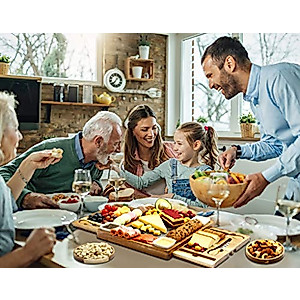 Cheese Board Set & Knife Set,Wood Charcuterie Boards,Cheese Tray with Cutlery in Double Slide-Out Drawer,Cheese Plates for Charcuterie,Wine,Crackers, Brie,Meat,Gift for Valentine,Wedding,Housewarming