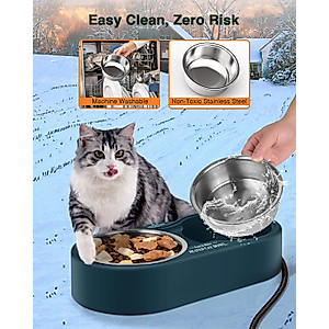 Clawsable Heated Water Bowl for Outdoor Cats with Removable Stainless Bowls, Coldproof & BPA Free, Waterproof Heated Pet Bowl Heater for Chickens Rabbit, Heated Bird Bath for Winter (27 oz)