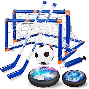 Nazano 3-in-1 Hover Hockey Soccer Ball Kids Toys Set, Led Lights Floating Air Football, Indoor Outdoor Sport Toys for Kids, Christmas Birthday Gifts for Boys Girls Aged 3 4 5 6 7 8-12