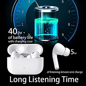 Wireless Earbuds Bluetooth 5.3 with Deep Bass Mic Noise Reduction IPX7 Waterproof Lightning Connector Beats Earbuds Wireless Pro with Charging Case Earbuds with Microphone for Android iPhone White