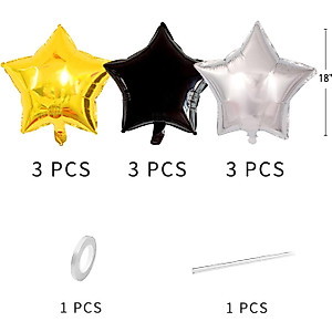 Black Gold Foil Star Balloons, 18 Inches Star Foil Balloons for Helium, 9 pcs Black Gold Silver Helium Birthday Balloons, Party Foil Balloon Set for Birthday Graduation Party Decorations