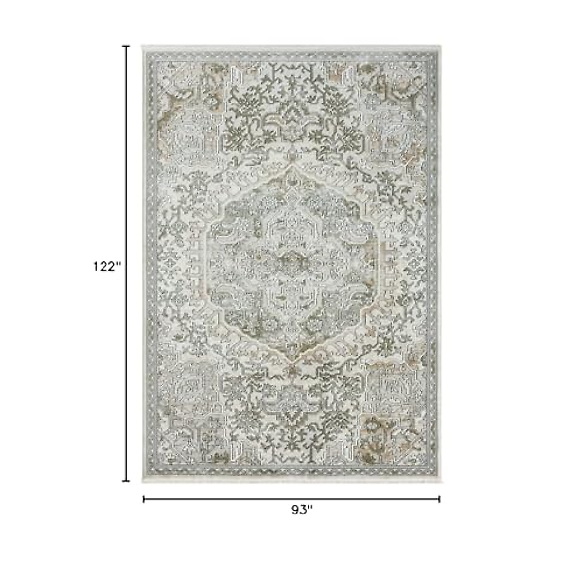 Abani Savoy Collection Area Rug - Beige/Green Vintage Design - 7'9" x 10'2" - Easy to Clean - Durable for Kids and Pets - Non-Shedding - Medium Pile - Soft Feel - for Living Room, Bedroom & Office
