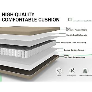 Domi Outdoor 7 pcs Patio Dining Set, Metal Dining Table, Swivel and Dining Chairs Conversation Set with Removable Beige Cushions for Garden Lawn Yard