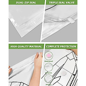 Colemoly Hanging Vacuum Storage Bags Space Saver Bags 4 Pack with 1 Electric Air Pump (49x27.6 Inches) Vacuum Seal Bags for Clothing Vacuum Bags for Travel Moving Supplies