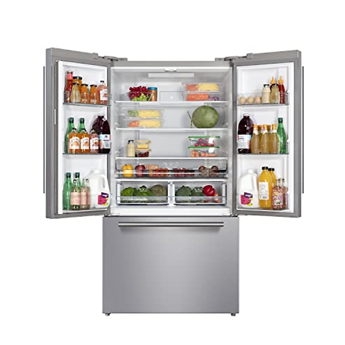 Hamilton Beach HBF2067 French Door Full Size Refrigerator with Freezer Drawer, 20.3 cu ft, Stainless Steel