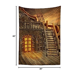 CORFOTO Fabric 3x5ft Sailing Backdrop Theme Photography Pirate Ship Deck Attic Stairs Background for Boy Girl Adult Portrait Photoshoot Birthday Party Bridal Shower Room Tapestry Pet Photo Booth