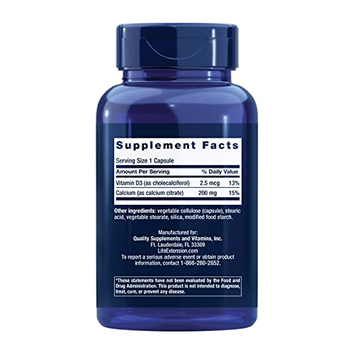 Life Extension Calcium Citrate with Vitamin D - Super Absorbable Bone Health D3 Calcium Supplement for Men & Women - for Bones Density & Muscle Function - Gluten-Free, Non-GMO – 200 Capsules